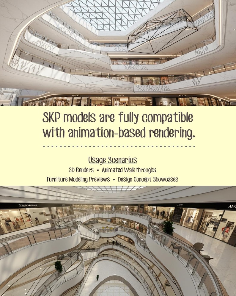 Shopping Mall Atrium Sketchup Models – 90 Commercial Interior Design ...