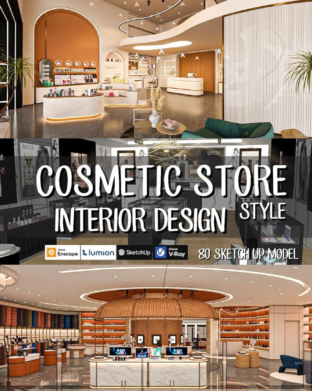 Cosmetic Store Sketchup Models Bundle – 80+ Beauty Retail Interiors ...