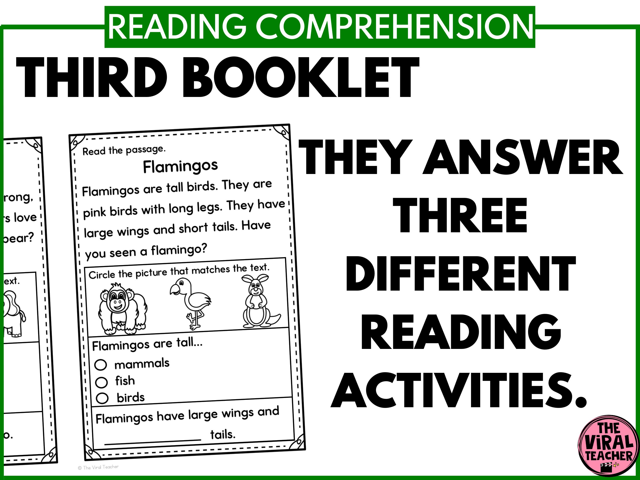 Animal Themed Reading Comprehension Passages and Questions Booklets ...