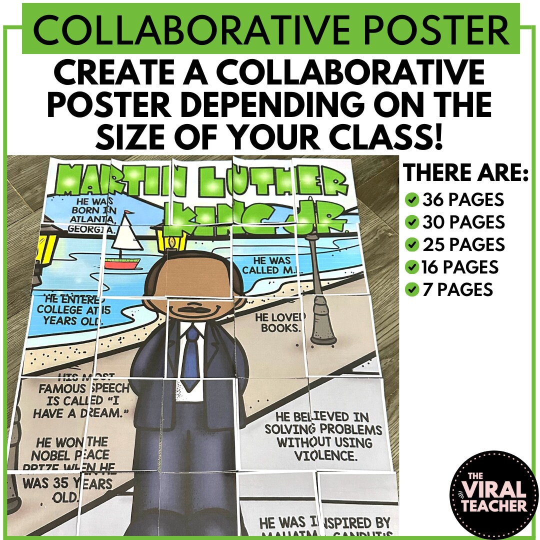 Martin Luther King Jr. Day Coloring Poster, MLK Day Printable Reading ...
