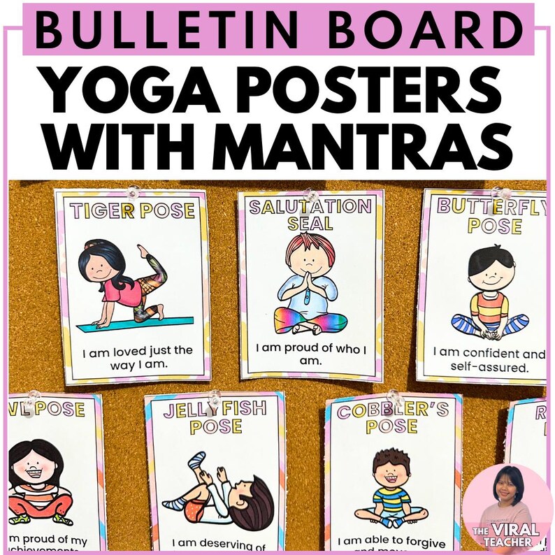 Yoga Poses Classroom Posters With Positive Mantras Classroom Bulletin ...