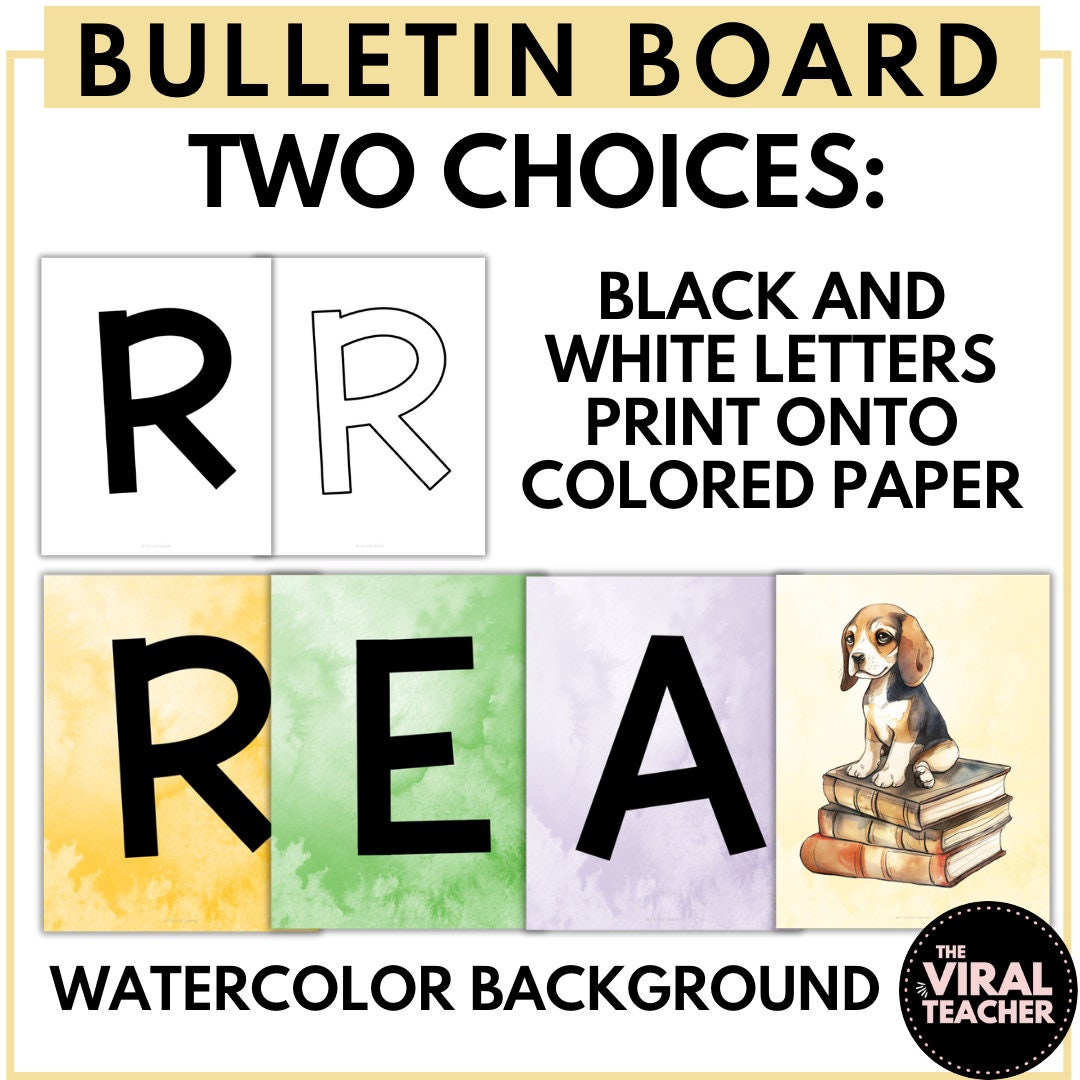 Watercolor Classroom Decor Reading Classroom and Library Bulletin ...