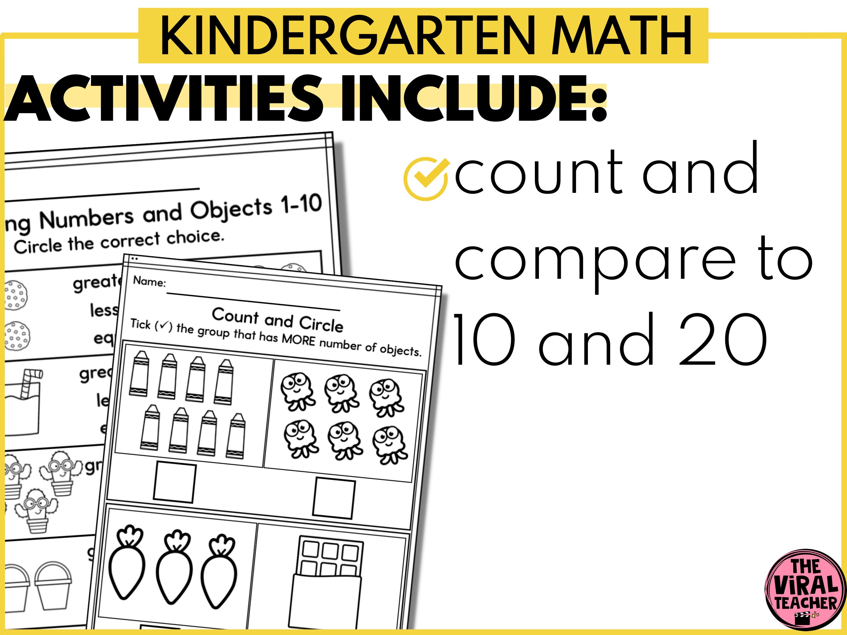 Counting Comparing Writing Objects and Numbers 1 - 20 Kindergarten Math ...