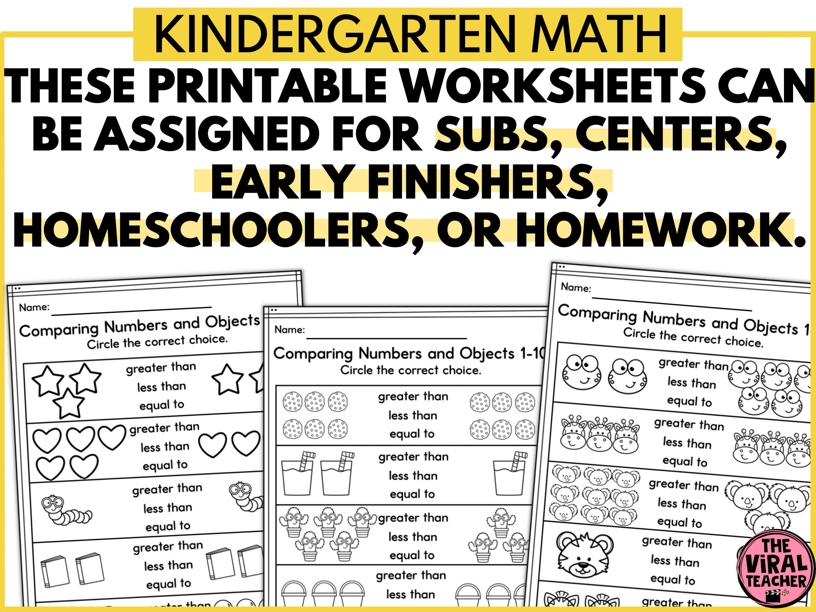 Counting Comparing Writing Objects and Numbers 1 20 Kindergarten Math ...