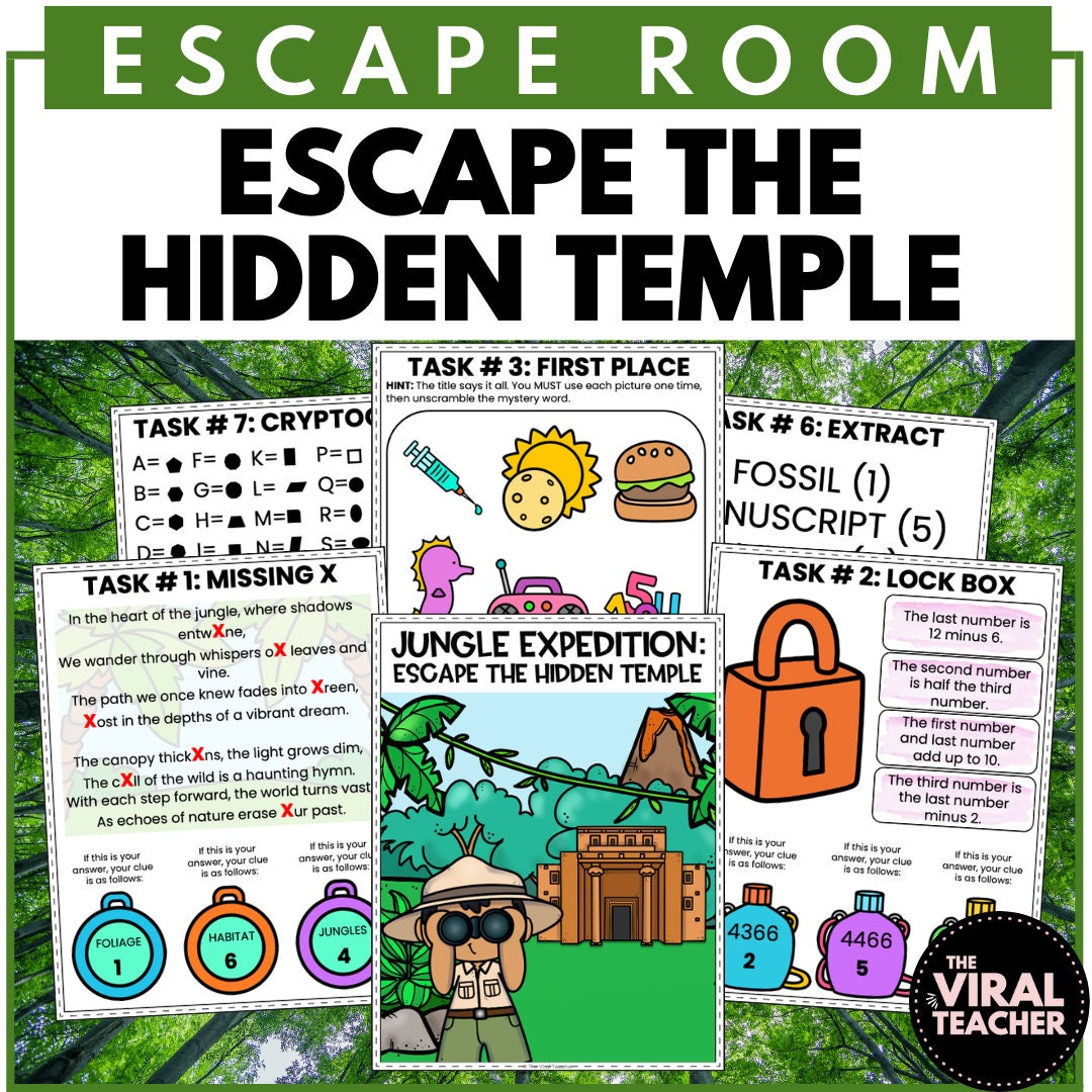 Escape Room for Kids, Jungle Themed Escape Room Printable Puzzle Game ...