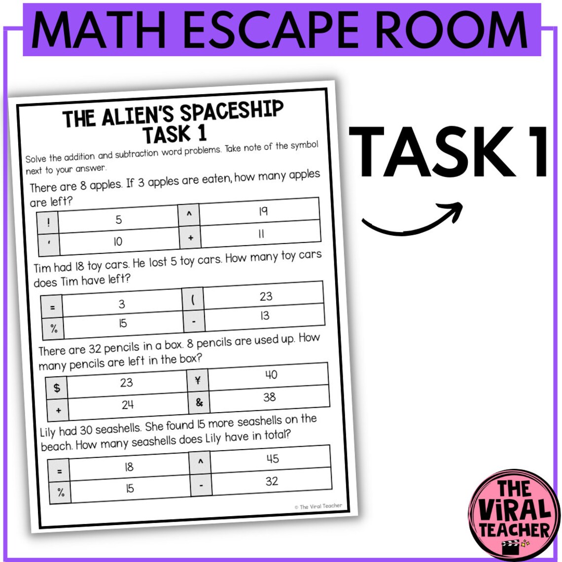 Escape Rooms for Kids Addition and Subtraction Word Problems Within 100 ...