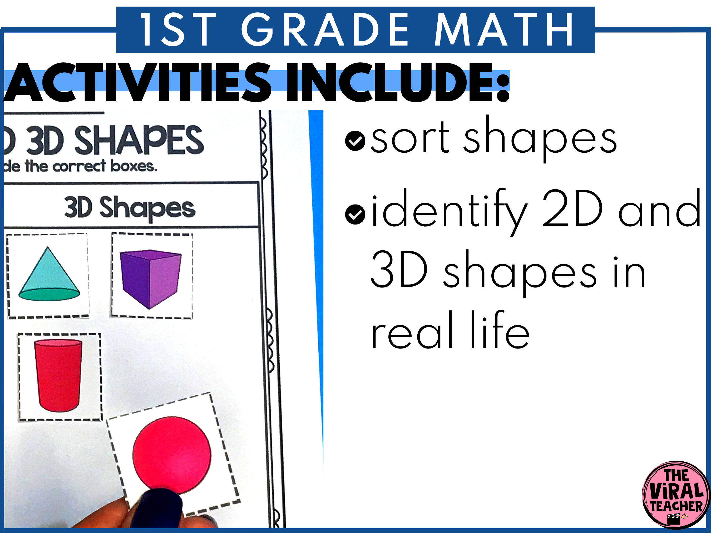 Identifying 2D and 3D Shapes Math Worksheets 1st Grade Math Activities ...