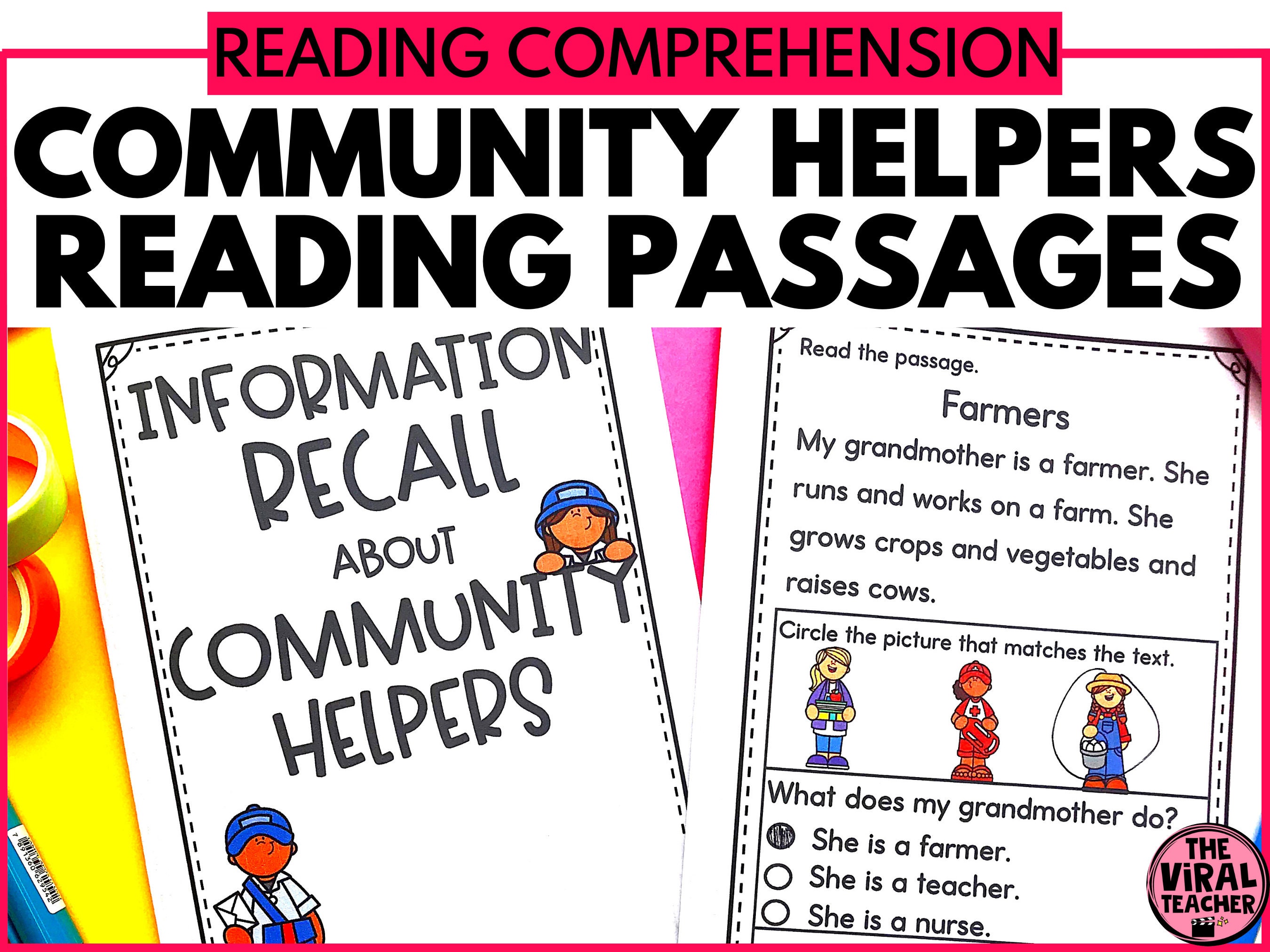 Community Helpers Reading Comprehension Passages and Questions Booklets ...