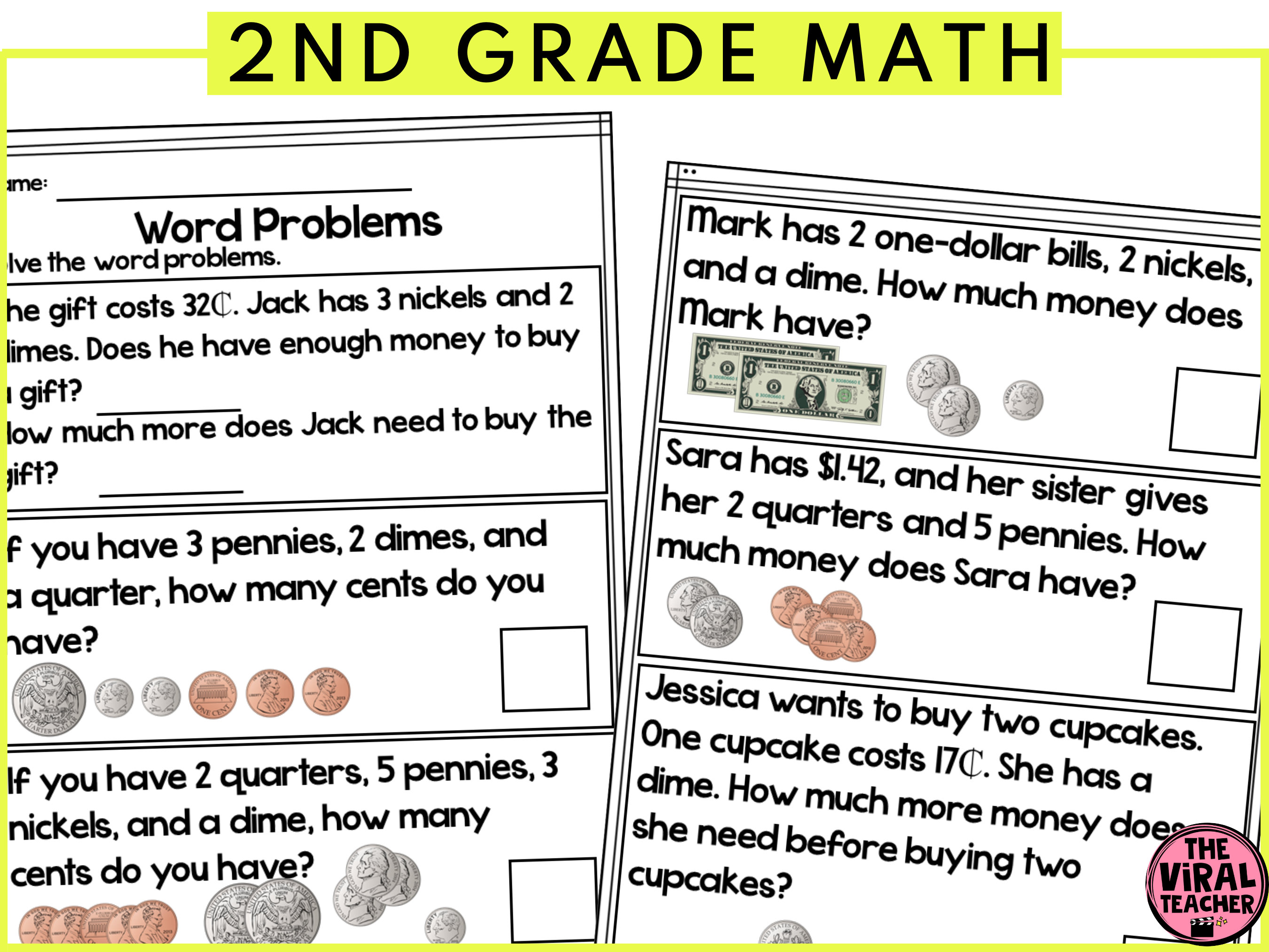 Counting U.S. Dollar Bills and Coins and Solving Money Word Problems ...