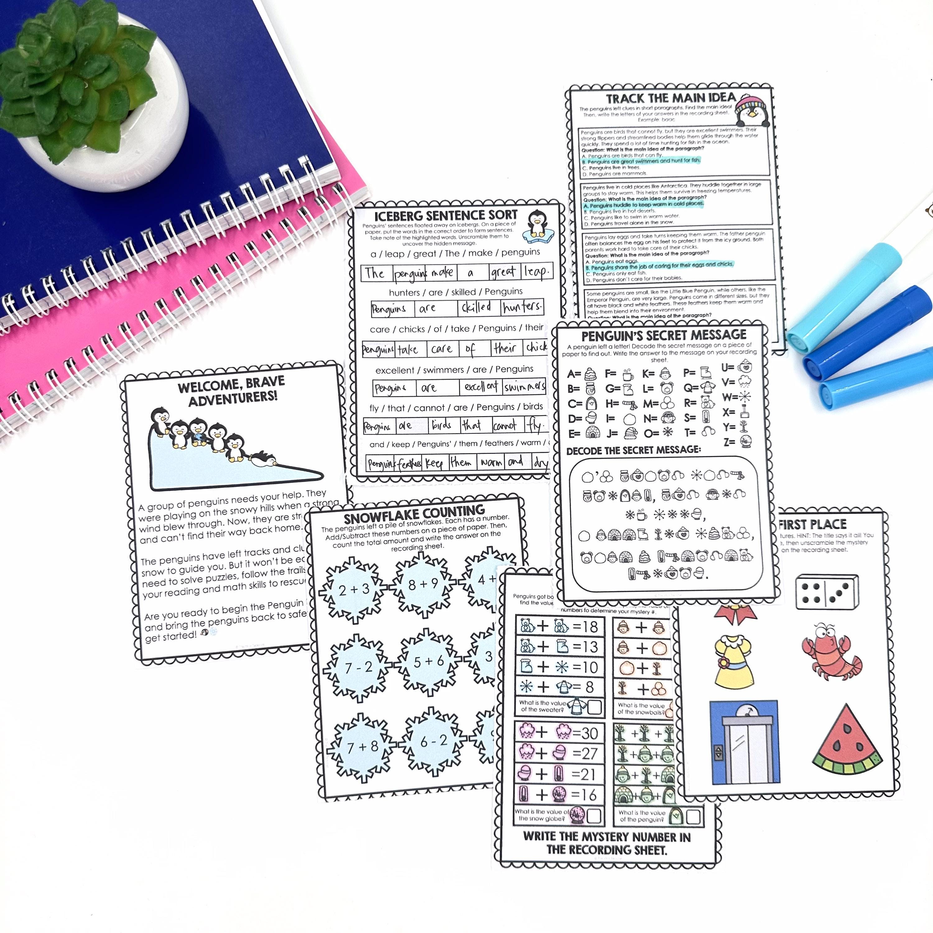 Winter Escape Room Winter Math and ELA for Kids, Printable Winter ...