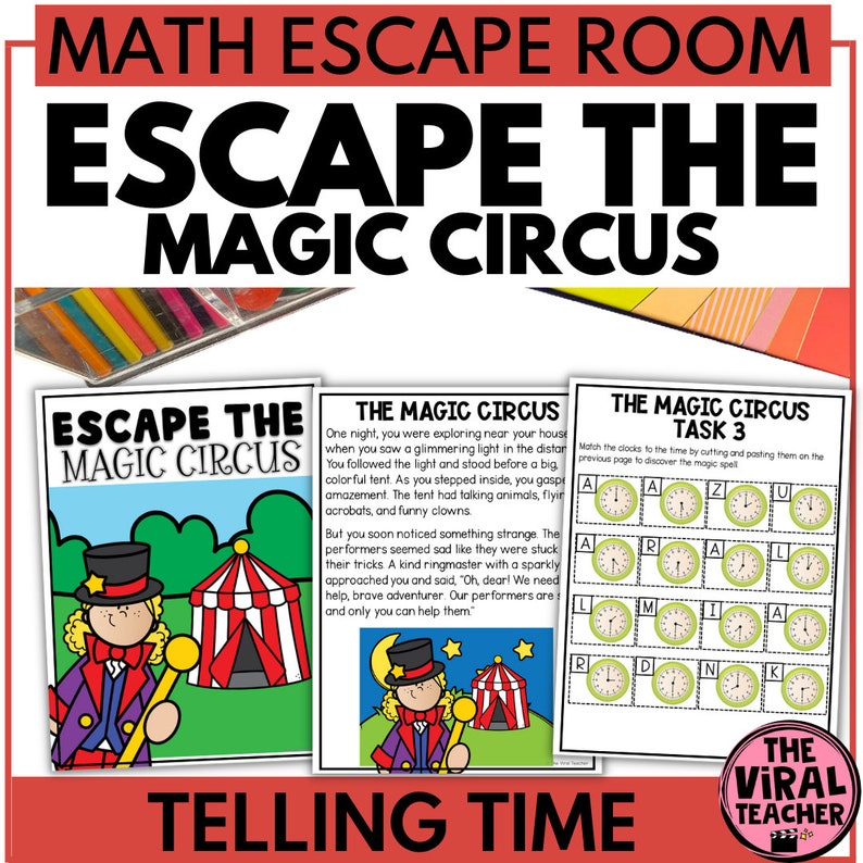 Escape Rooms for Kids Telling and Writing Time to the Hour and Half ...