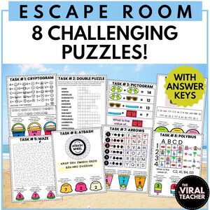 Escape Room for Kids, Summer Escape Room Printable Puzzle Game, Printed ...