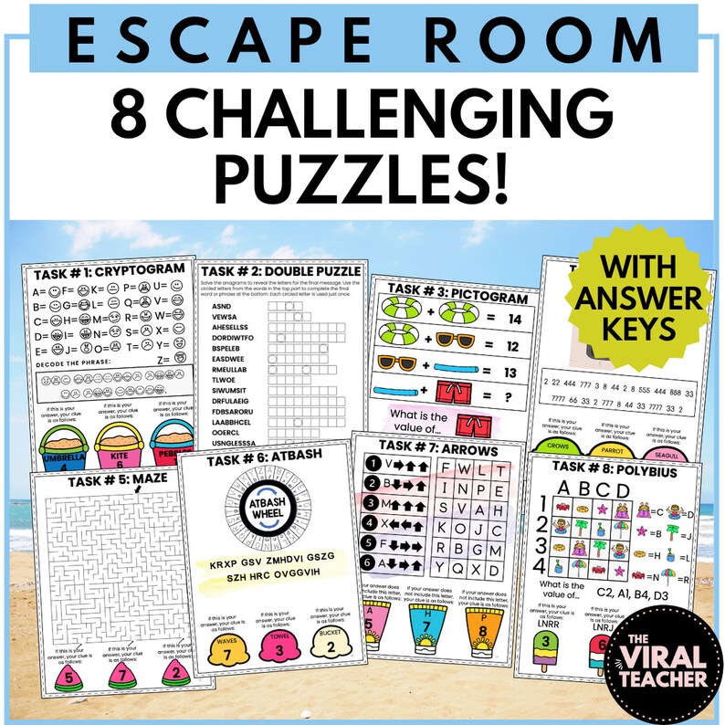 Escape Room for Kids, Summer Escape Room Printable Puzzle Game, Printed ...