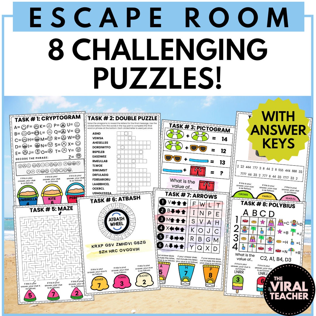 Escape Room for Kids, Summer Escape Room Printable Puzzle Game, Printed ...
