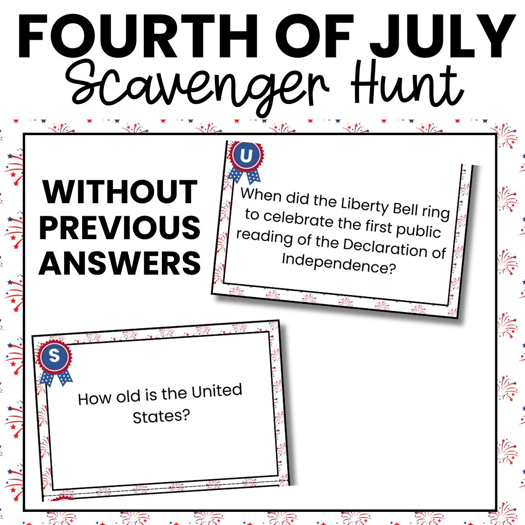 4th of July Scavenger Hunt, Independence Day Scavenger Hunt, Printable ...