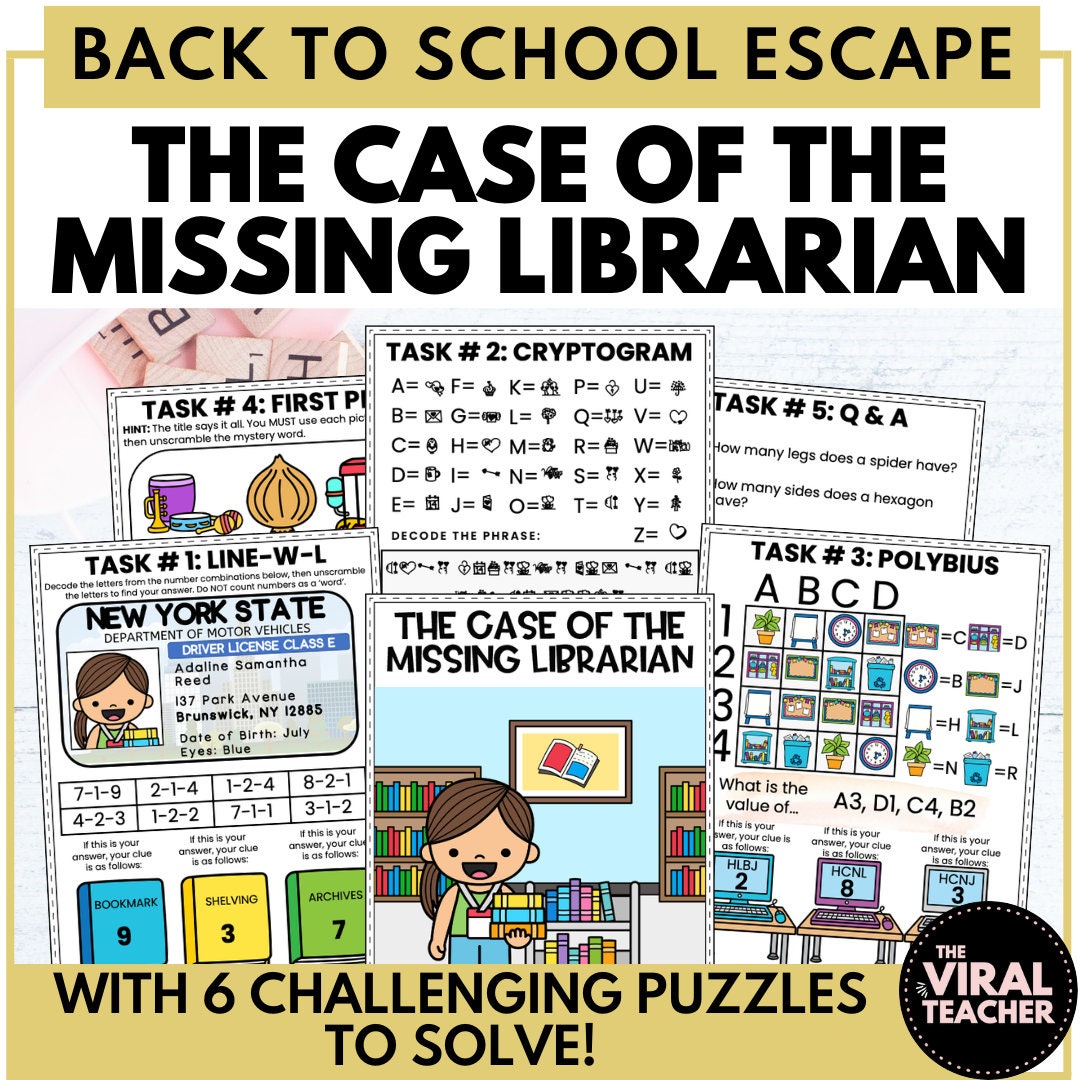 Escape Room for Kids, Back to School Escape Room Printable Puzzle Game ...