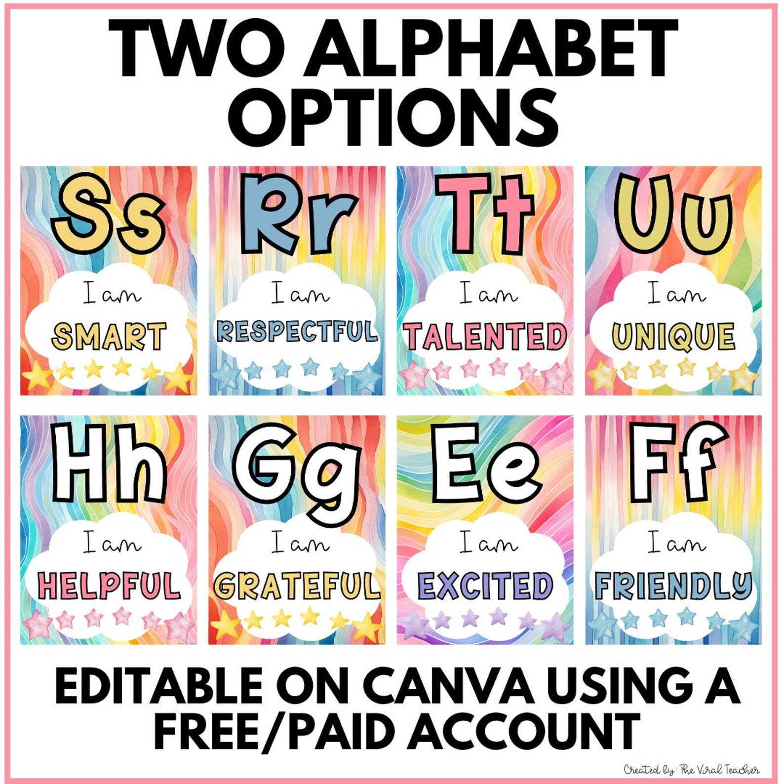 Alphabet Posters, Affirmation Alphabet Posters Bulletin Board Display ...
