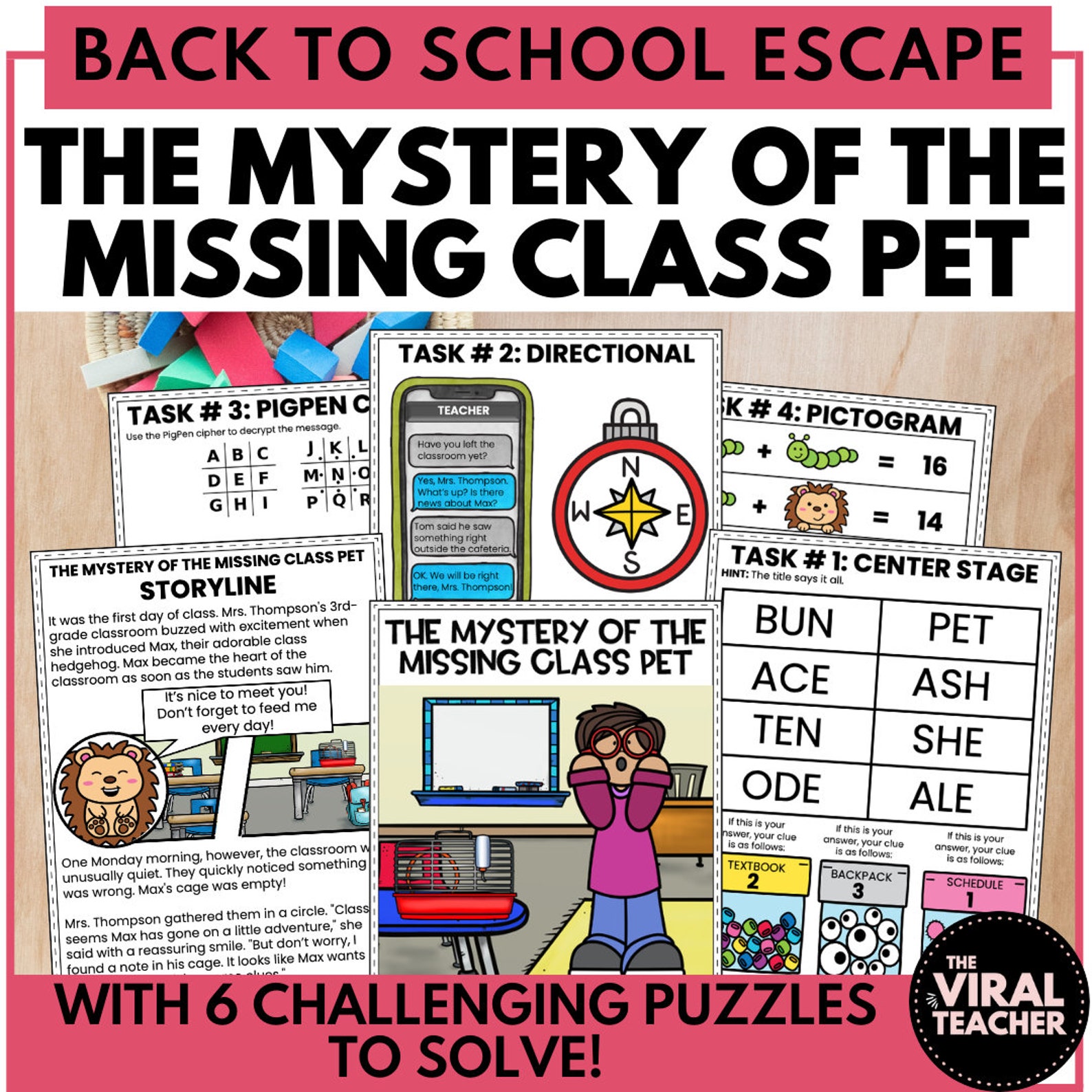 Escape Room for Kids, the Missing Class Pet Kids Printable Puzzle Game ...