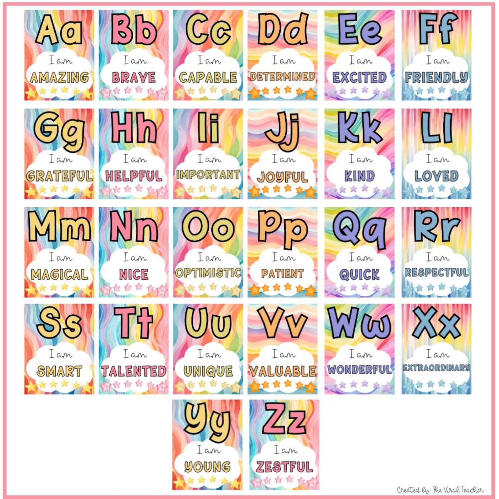 Alphabet Posters, Affirmation Alphabet Posters Bulletin Board Display ...