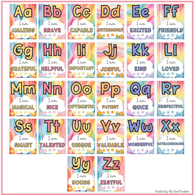 Alphabet Posters, Affirmation Alphabet Posters Bulletin Board Display ...