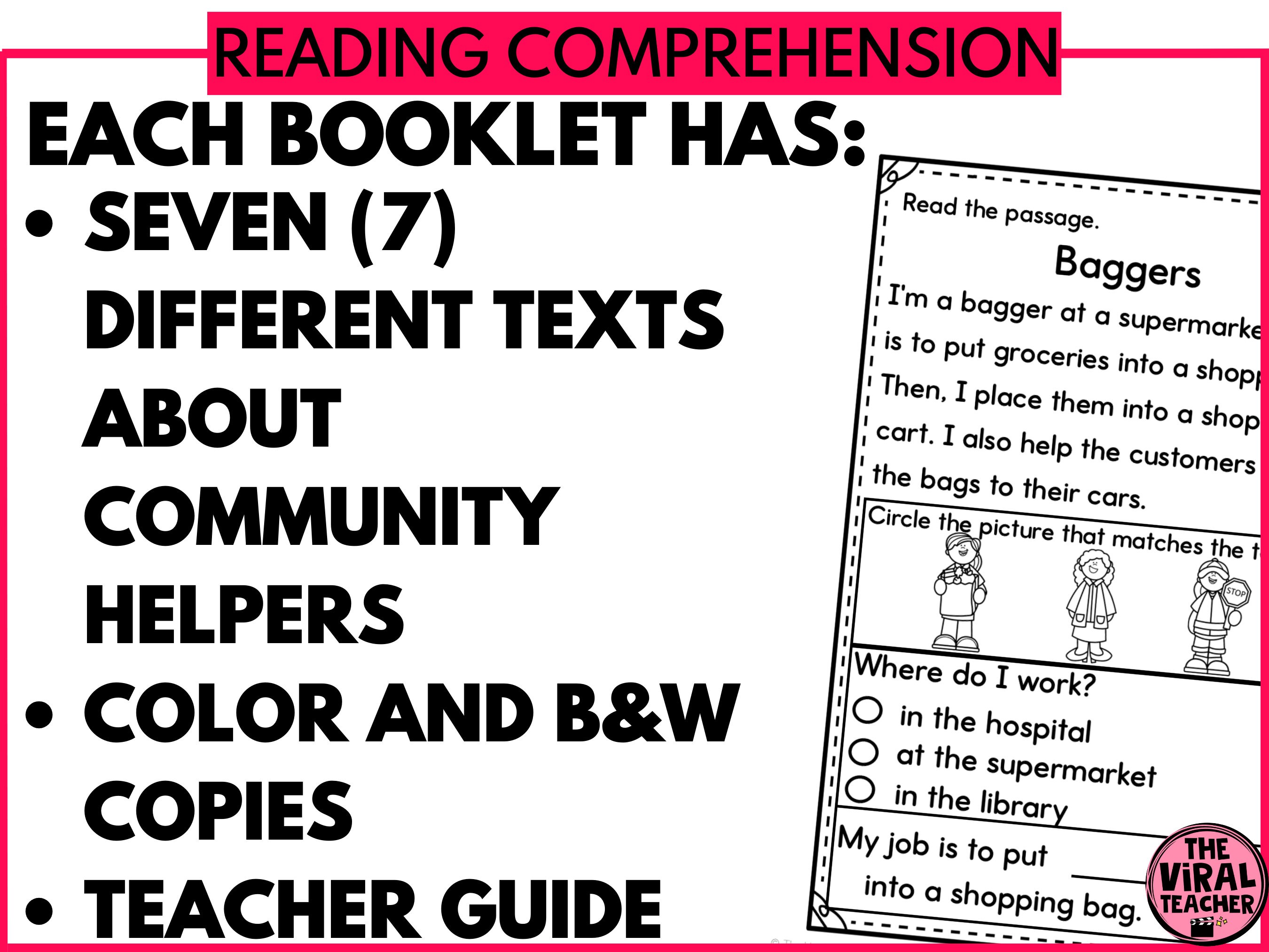 Community Helpers Reading Comprehension Passages and Questions Booklets ...