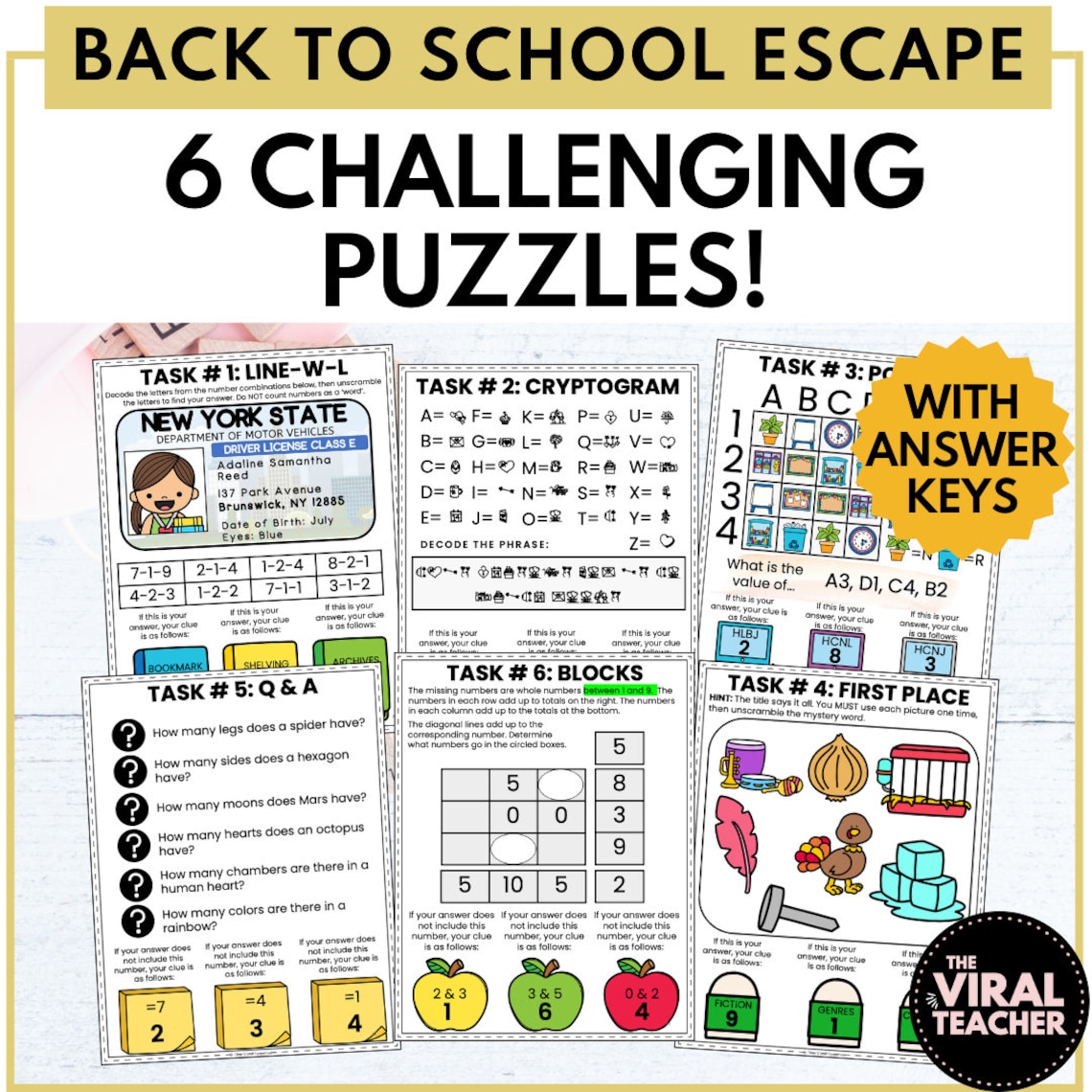Escape Room for Kids, Back to School Escape Room Printable Puzzle Game ...