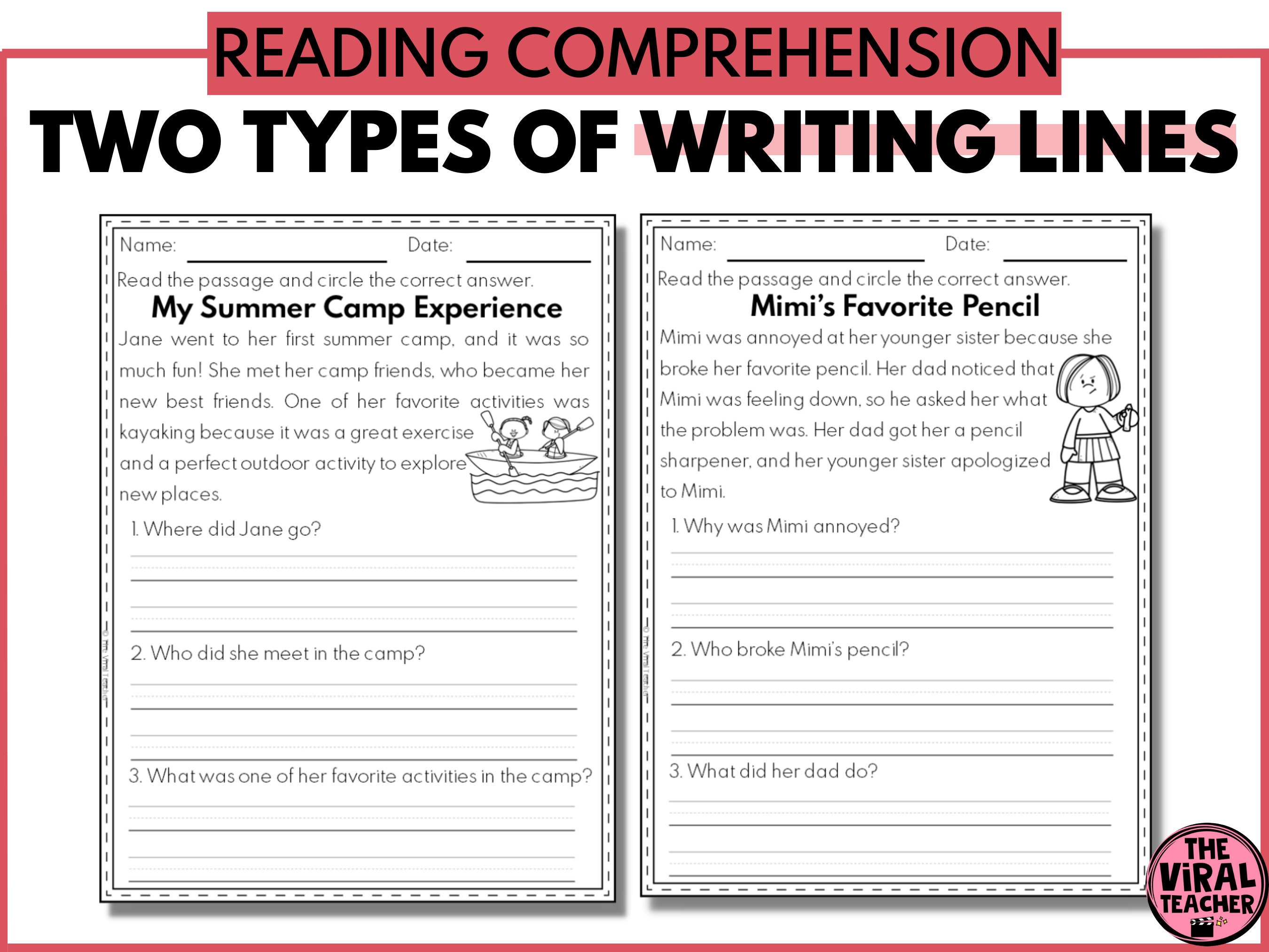 Reading Comprehension Short Stories , Storytime Reading Worksheets, 1st ...