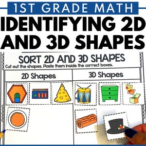 Identifying 2D and 3D Shapes Math Worksheets 1st Grade Math Activities ...