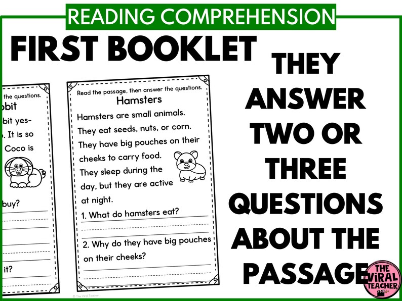 Animal Themed Reading Comprehension Passages and Questions Booklets ...