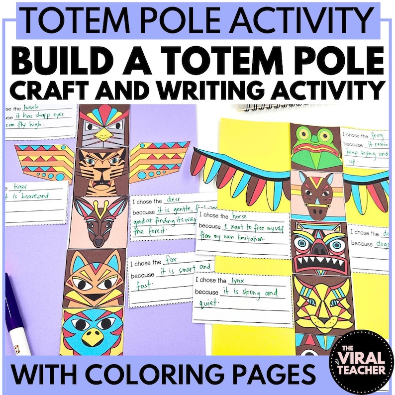 Building a Totem Pole Native American Heritage Month Craft and Writing ...