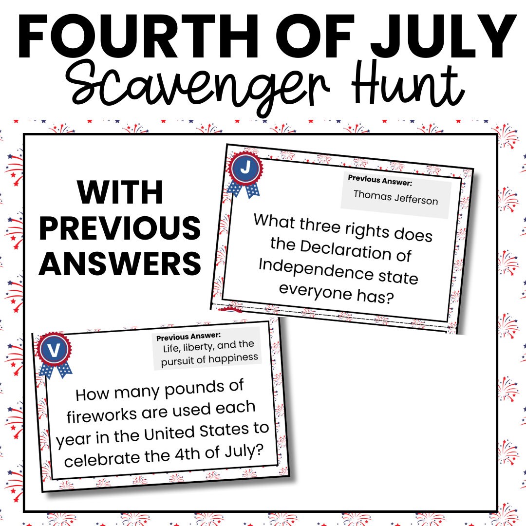 4th of July Scavenger Hunt, Independence Day Scavenger Hunt, Printable ...
