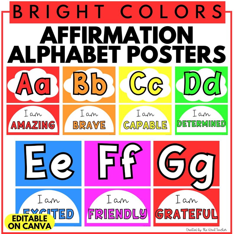 Alphabet Posters, Affirmation Alphabet Posters Bulletin Board Display ...