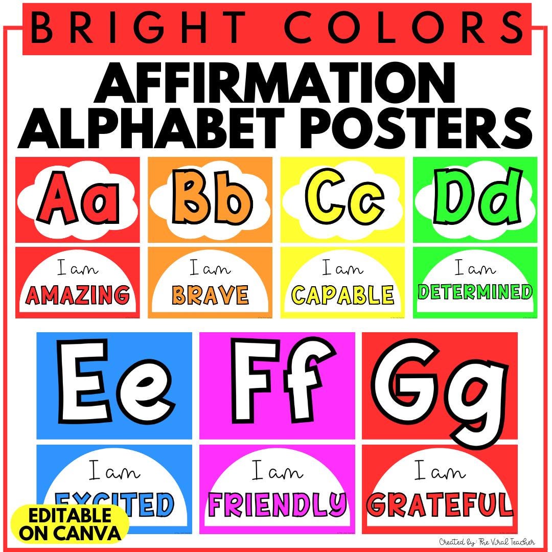 Alphabet Posters, Affirmation Alphabet Posters Bulletin Board Display ...