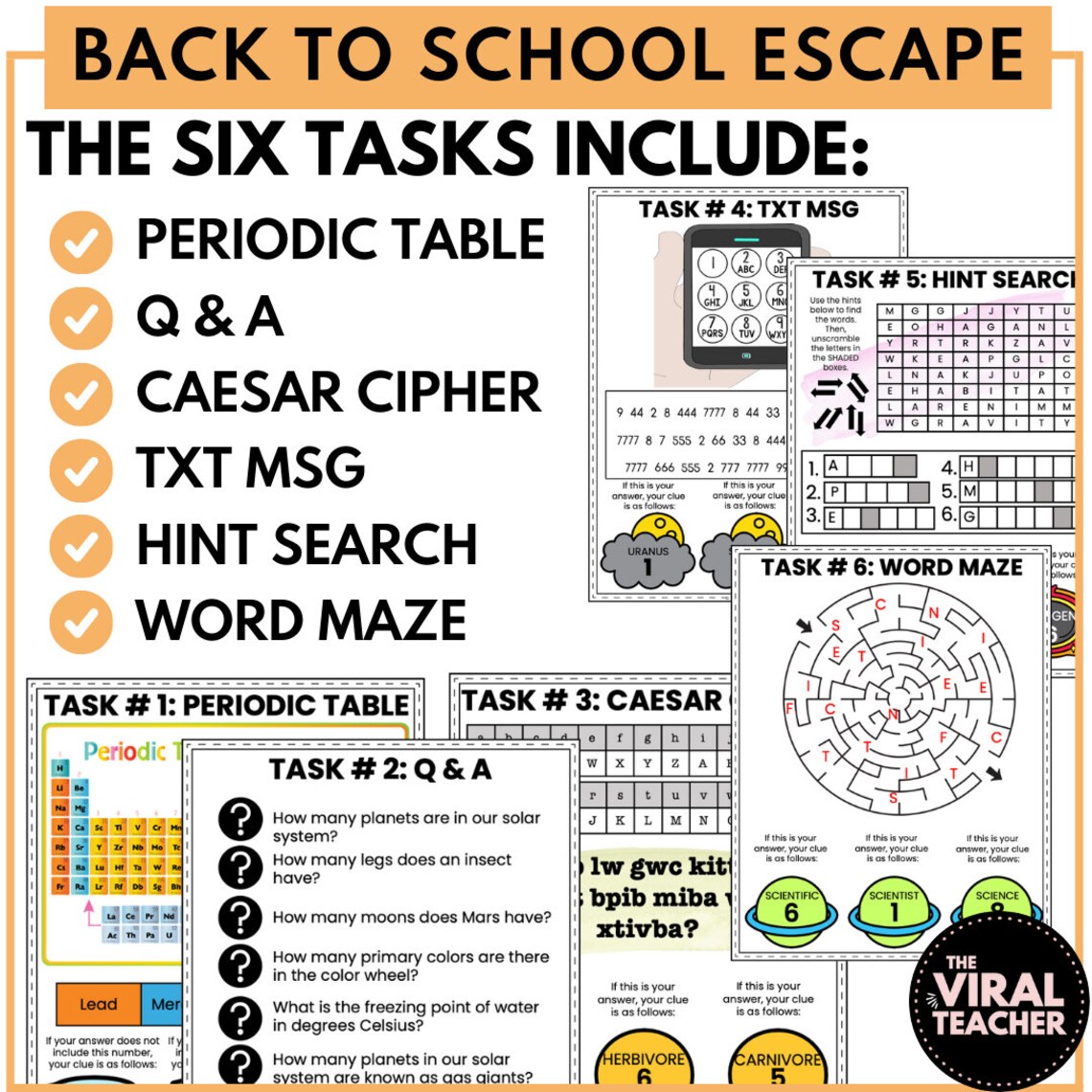 Escape Room for Kids, Back to School Escape Room Printable Puzzle Game ...