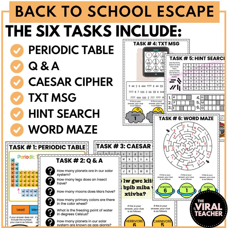 Escape Room for Kids, Back to School Escape Room Printable Puzzle Game ...