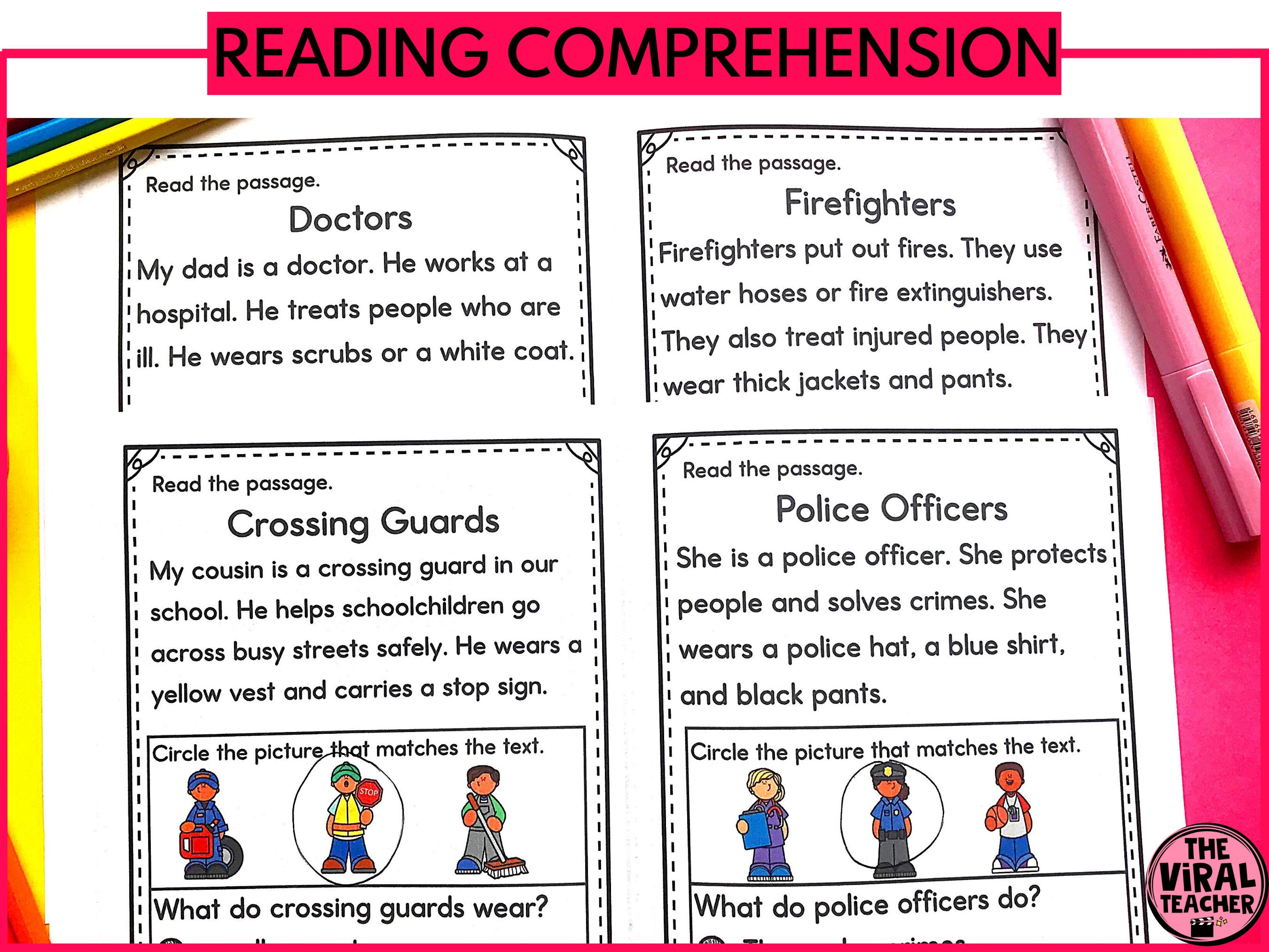 Community Helpers Reading Comprehension Passages and Questions Booklets ...