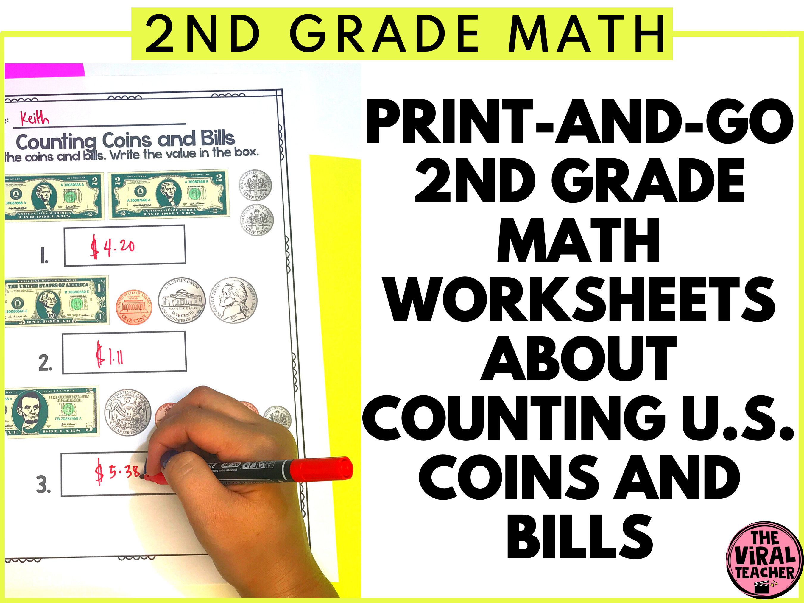 Counting U.S. Dollar Bills and Coins and Solving Money Word Problems ...