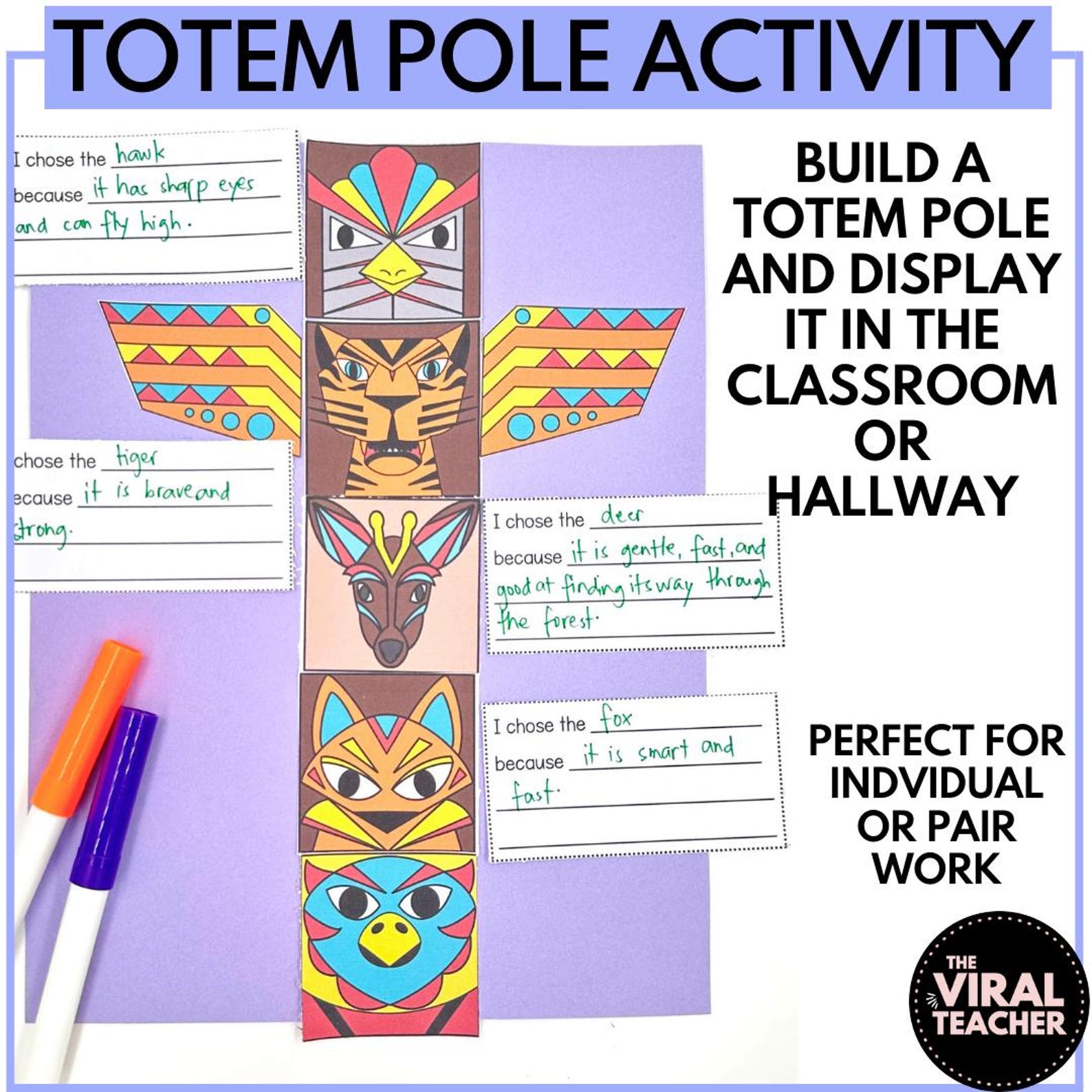 Building a Totem Pole Native American Heritage Month Craft and Writing ...