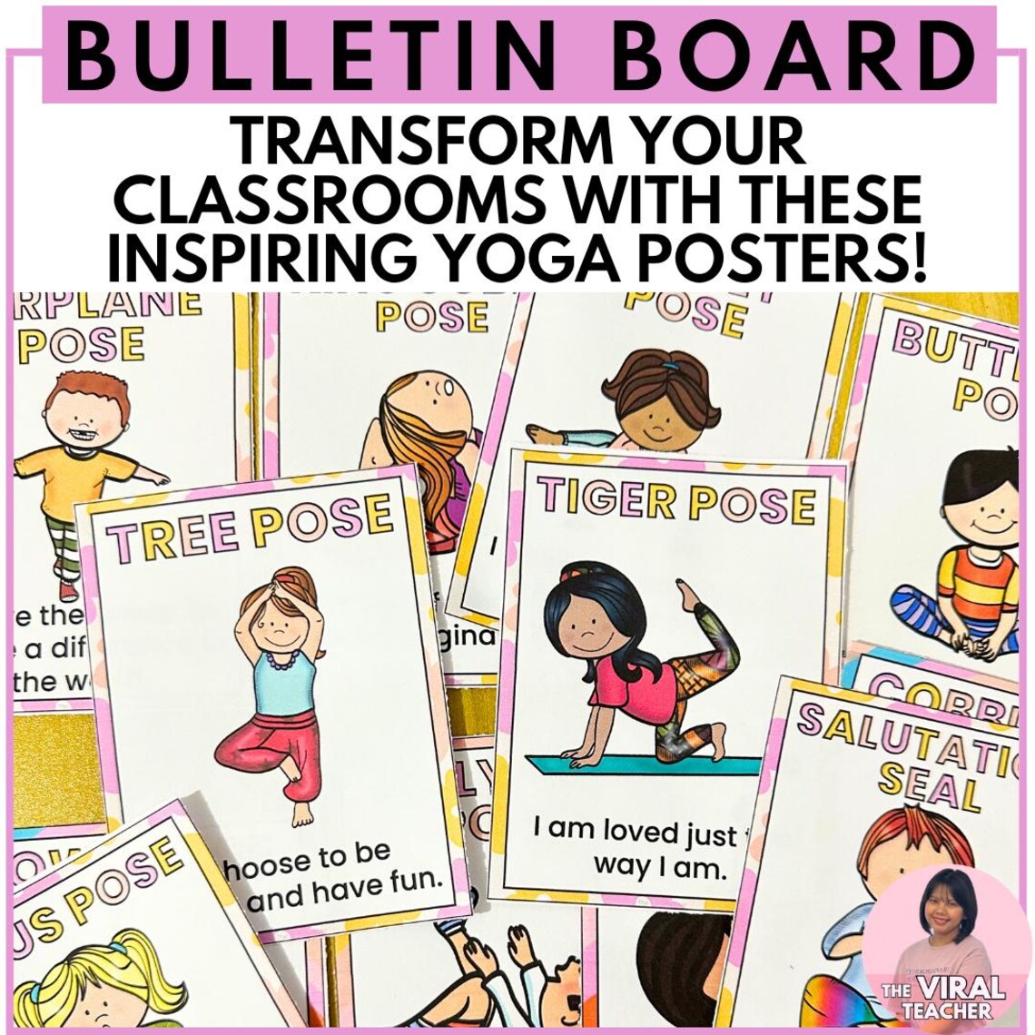 Yoga Poses Classroom Posters With Positive Mantras Classroom Bulletin ...