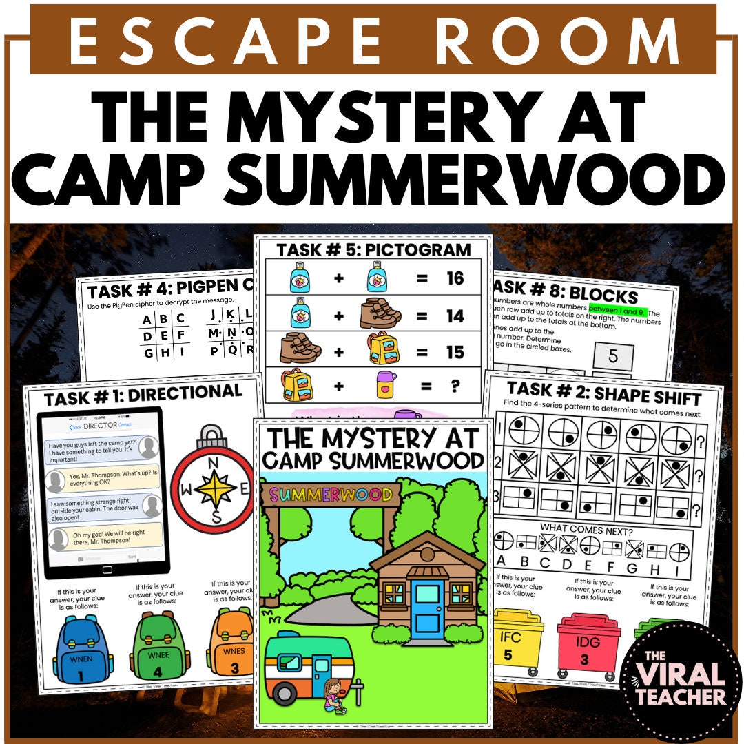 Escape Room for Kids, Camping Themed Escape Room Printable Puzzle Game ...