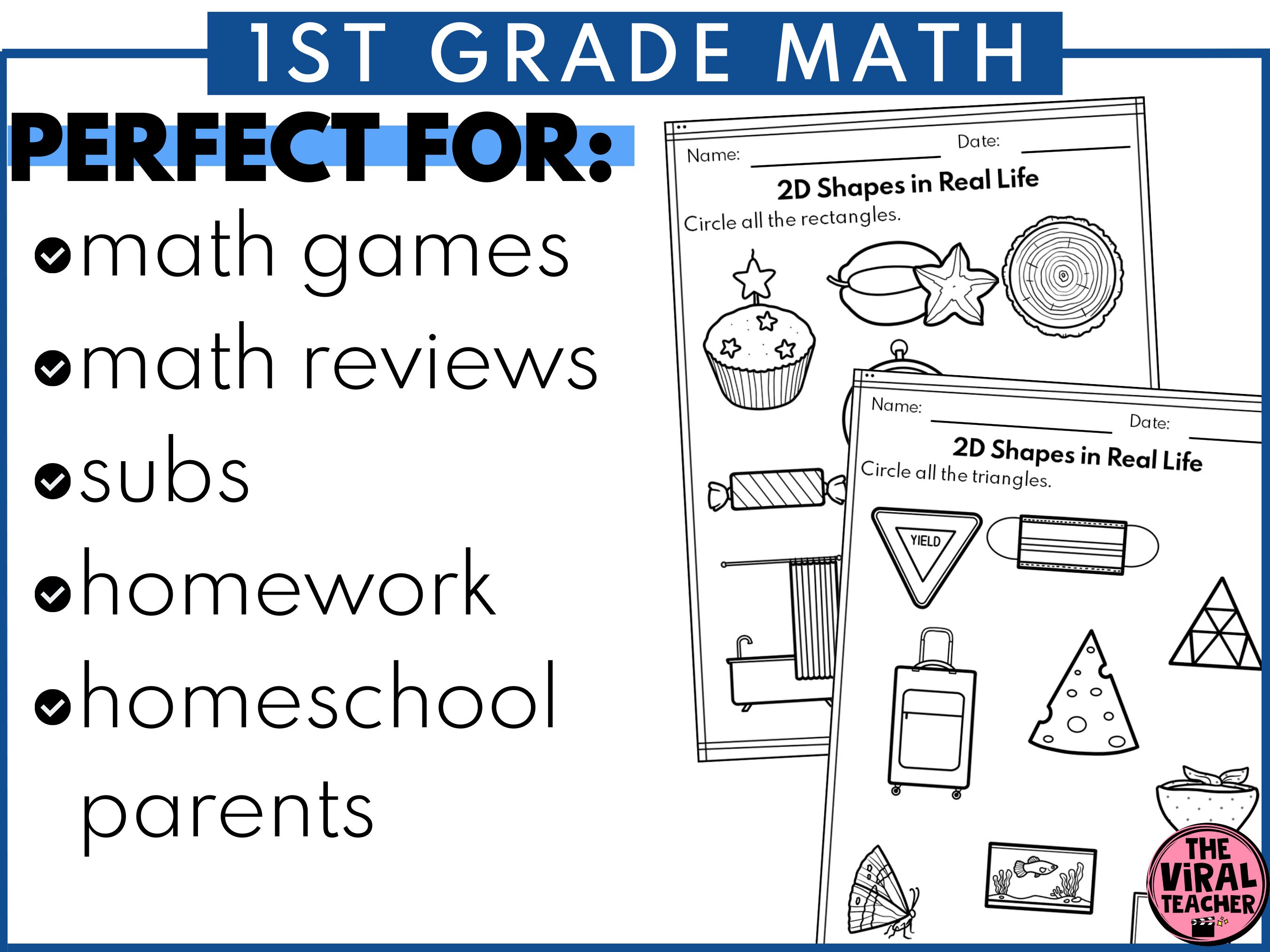 Identifying 2D and 3D Shapes Math Worksheets 1st Grade Math Activities ...