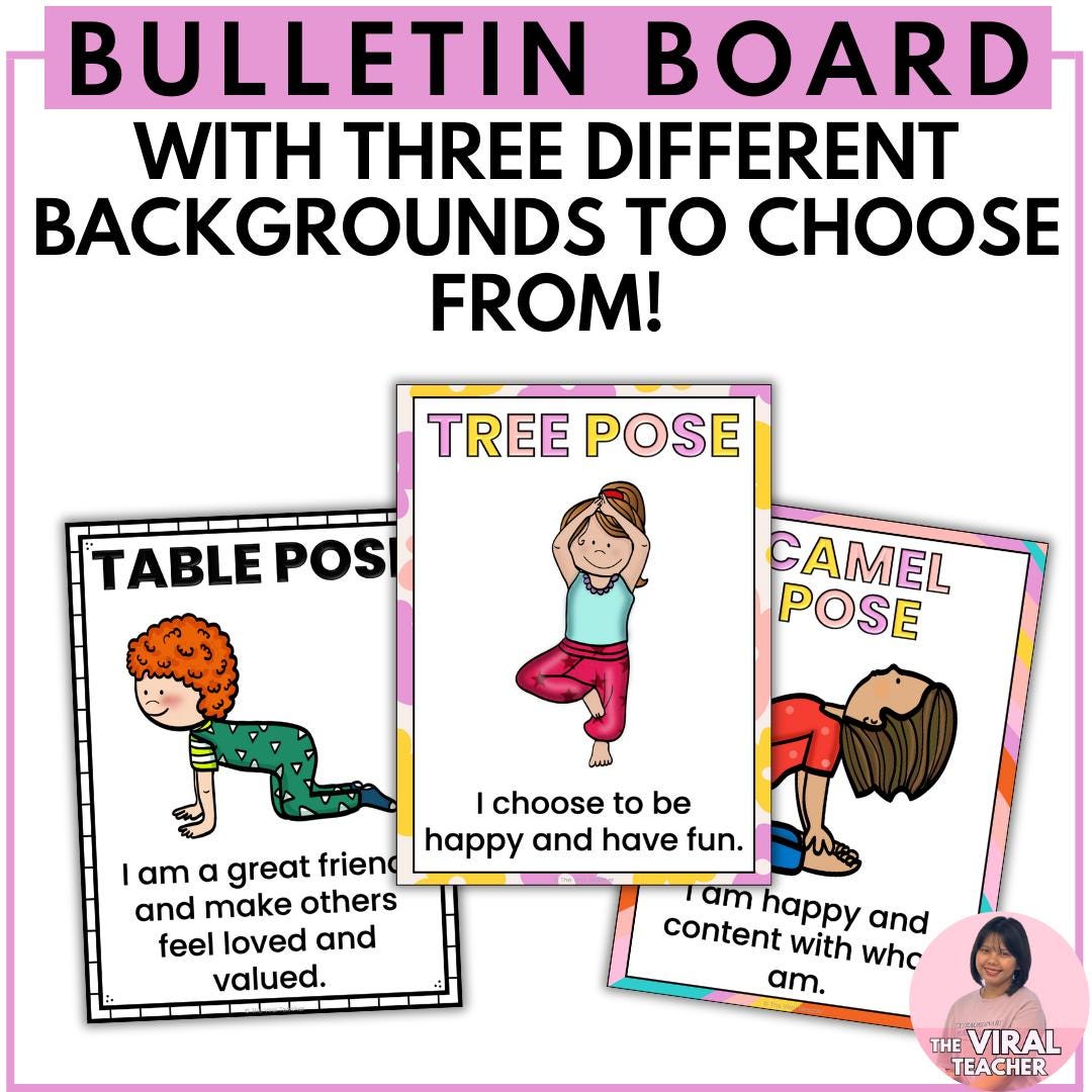 Yoga Poses Classroom Posters With Positive Mantras Classroom Bulletin ...