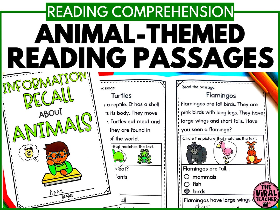 Animal Themed Reading Comprehension Passages and Questions Booklets ...