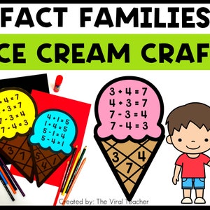 Addition and Subtraction Fact Families Craft. Ice Cream Summer | Etsy