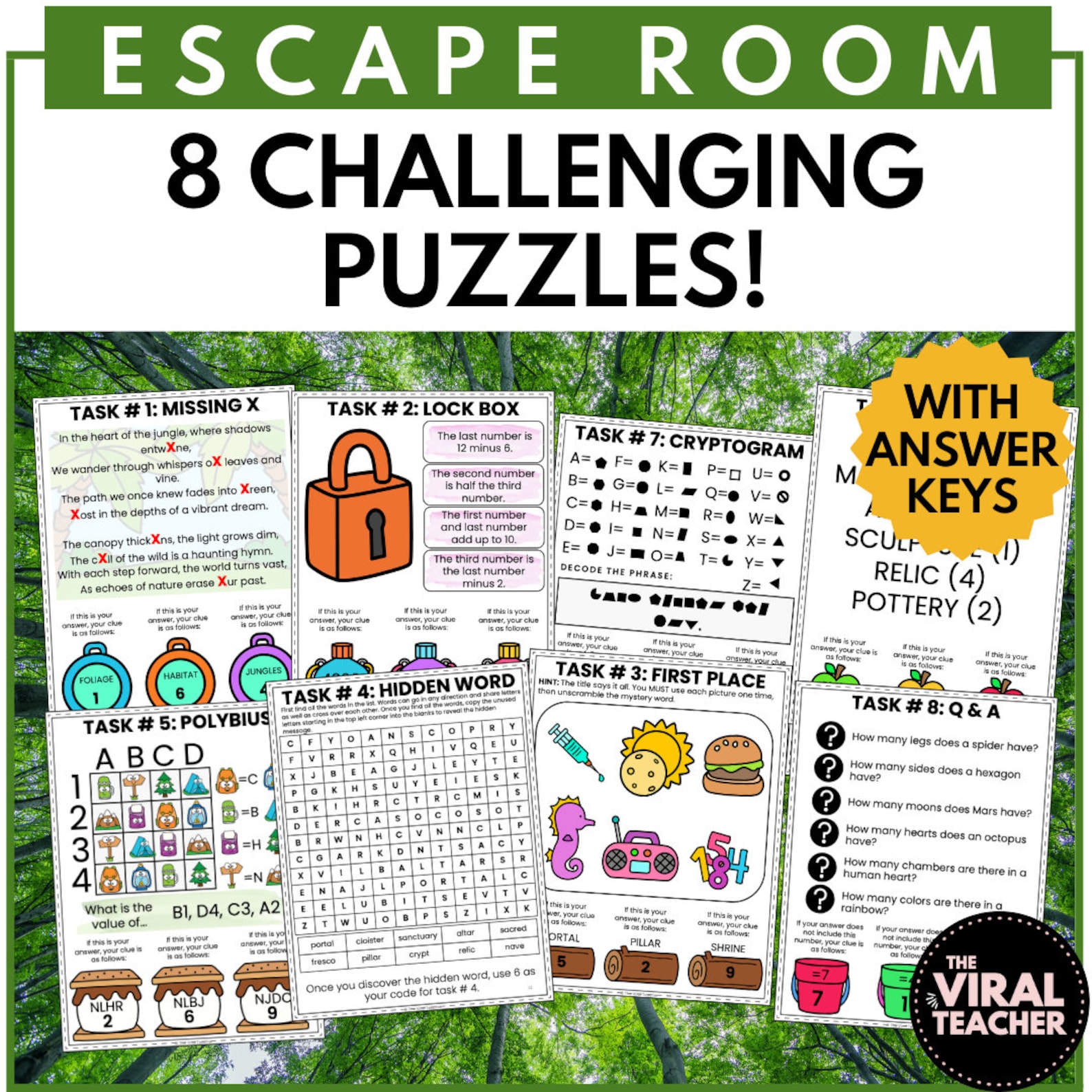 Escape Room for Kids, Jungle Themed Escape Room Printable Puzzle Game ...