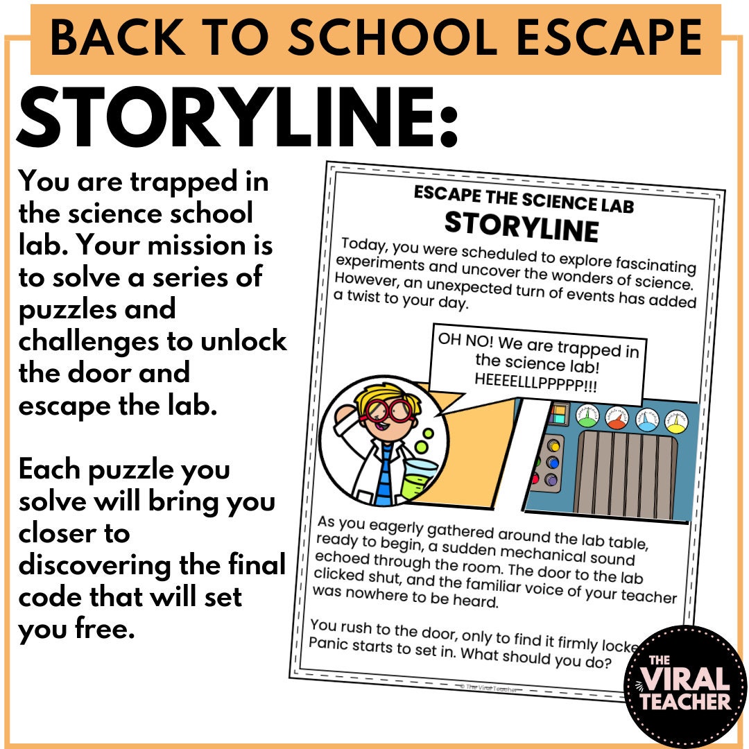 Escape Room for Kids, Back to School Escape Room Printable Puzzle Game ...