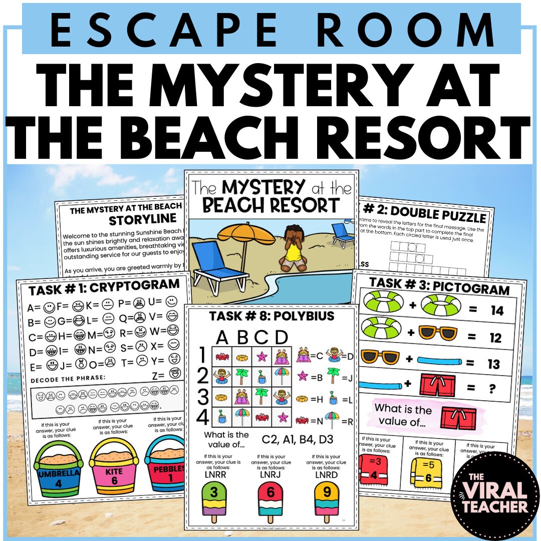 Escape Room for Kids, Summer Escape Room Printable Puzzle Game, Printed ...