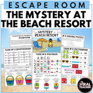 Escape Room for Kids, Summer Escape Room Printable Puzzle Game, Printed ...