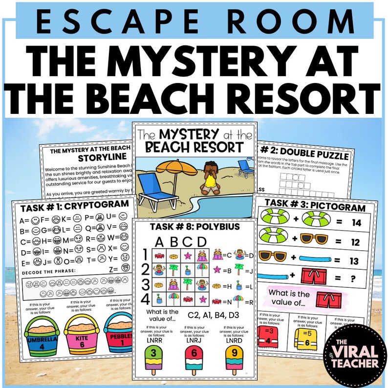 Escape Room for Kids, Summer Escape Room Printable Puzzle Game, Printed ...
