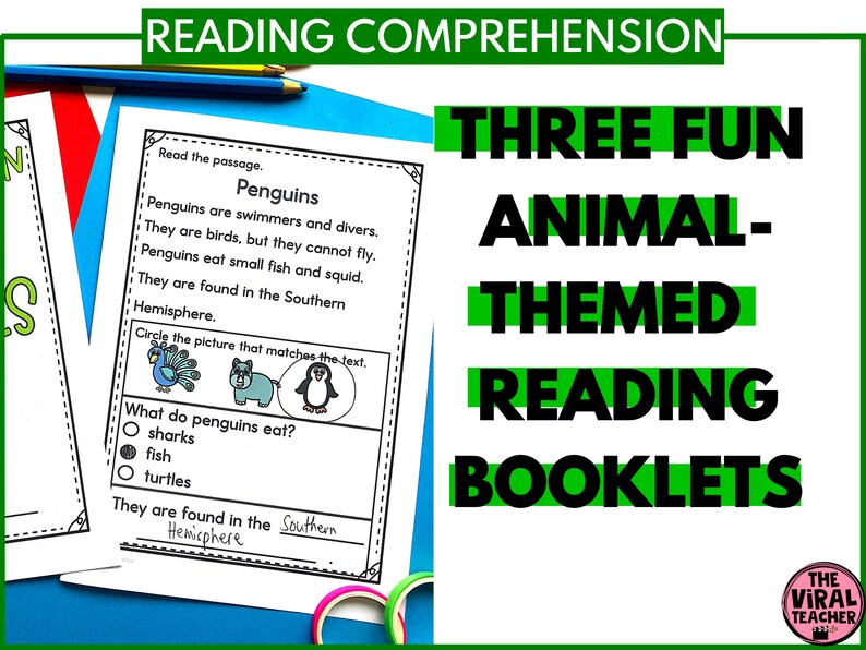 Animal Themed Reading Comprehension Passages and Questions Booklets ...